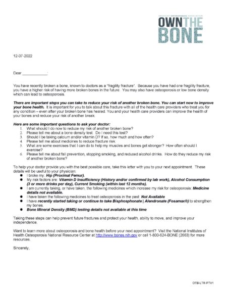 Patient Education Letter - AOA Own the Bone